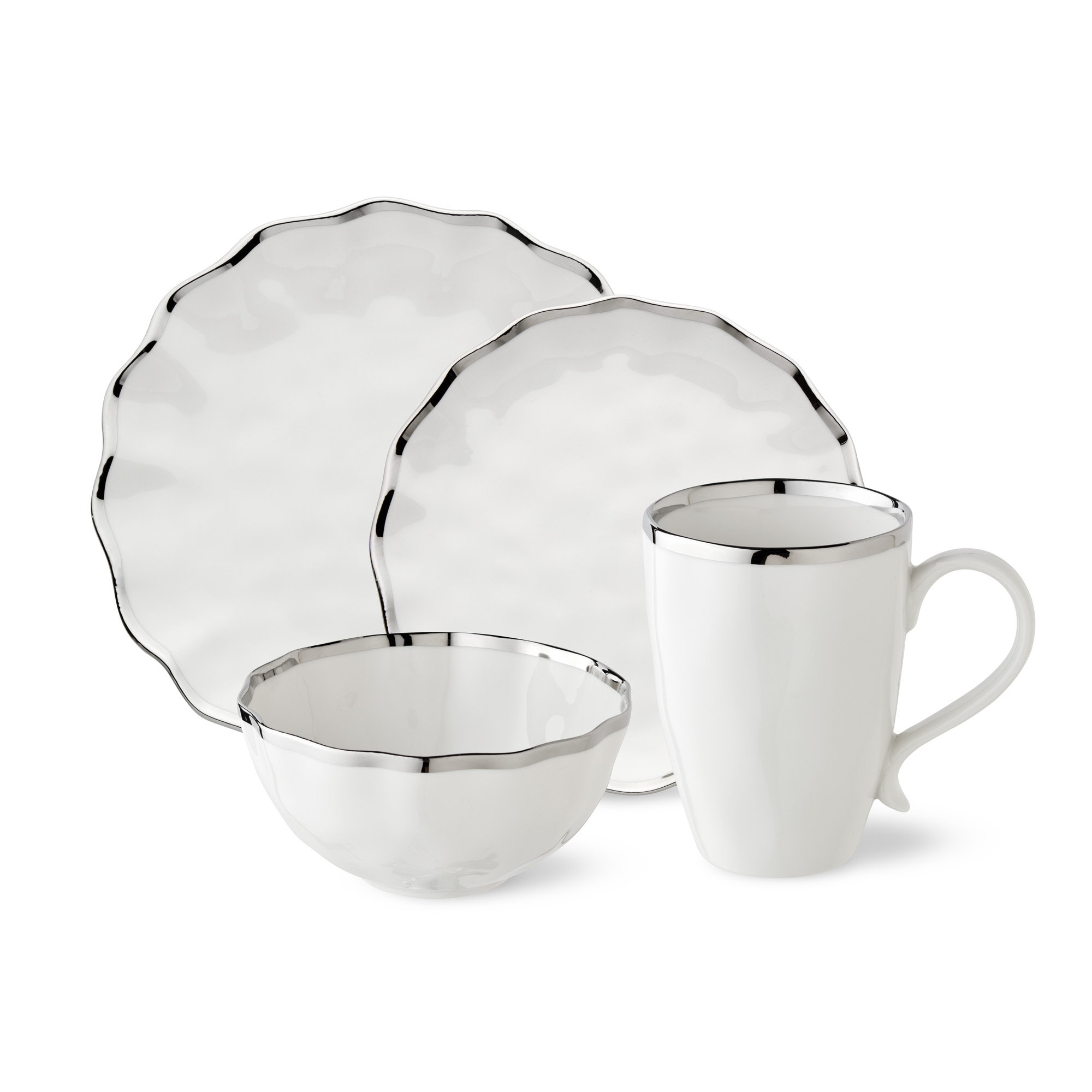Certified International Regency Silver 16-Piece Porcelain Dinnerware ...