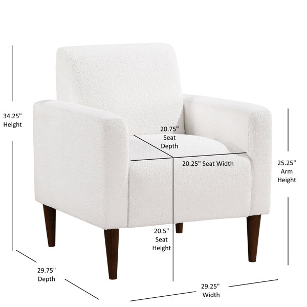 George Oliver Arm Chair - Elegant White Boucle Fabric Covering, Foam ...