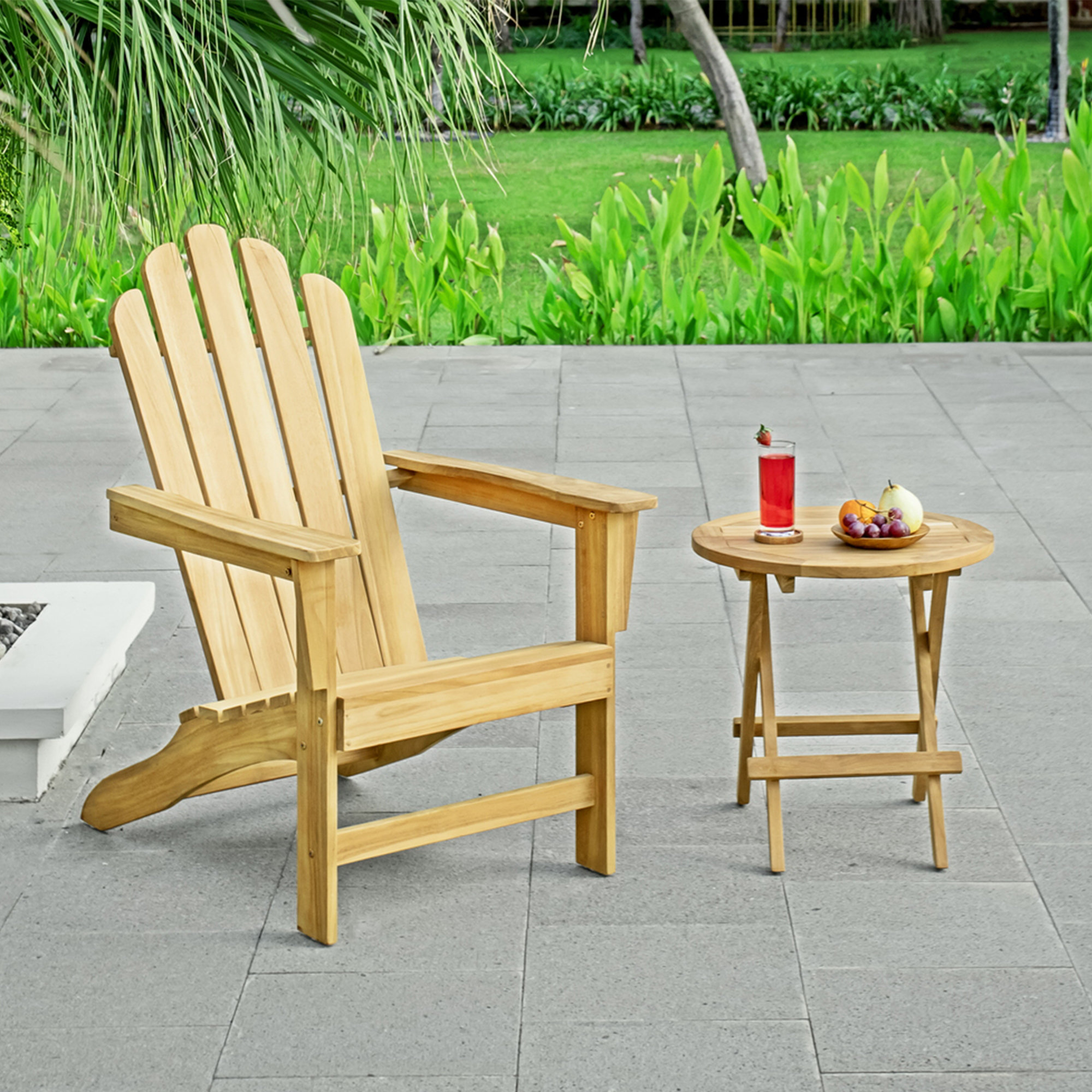 Beachcrest Home Teak Adirondack Chair with Table 2PCS | Wayfair
