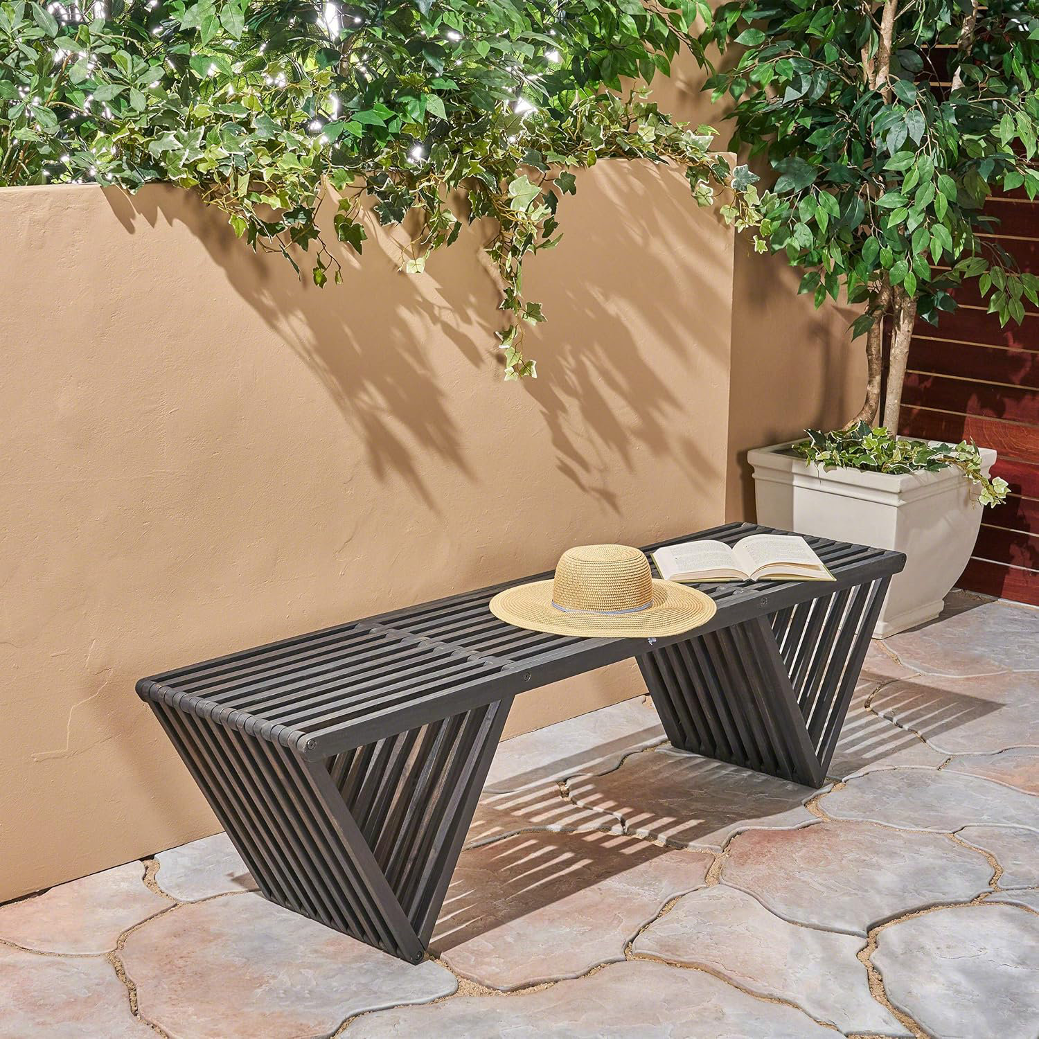 Millwood Pines Outdoor Patio Bench, With Acacia Wood Frame And Open ...