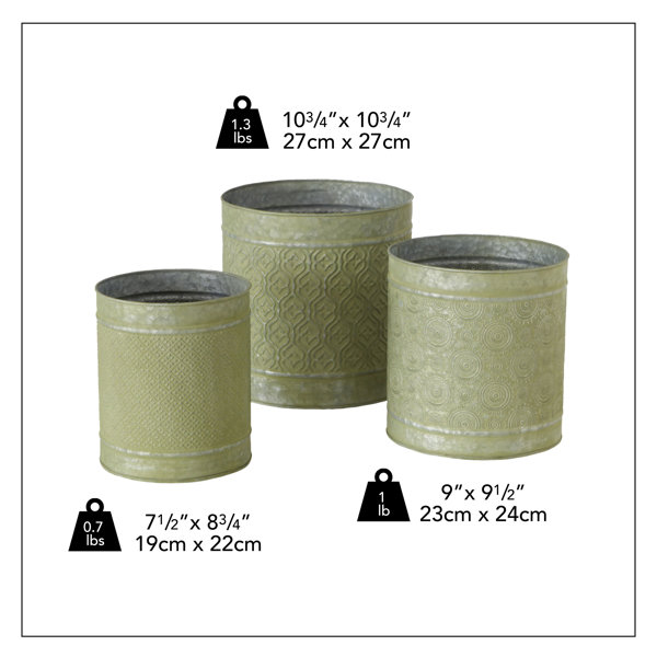 Bungalow Rose 3-Piece Metal Cachepot Set | Wayfair