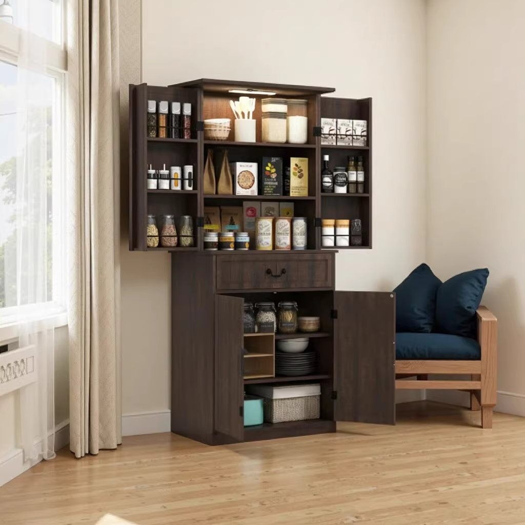 Latitude Run® Modern Style Farmhouse Kitchen Pantry Cabinet with Motion ...