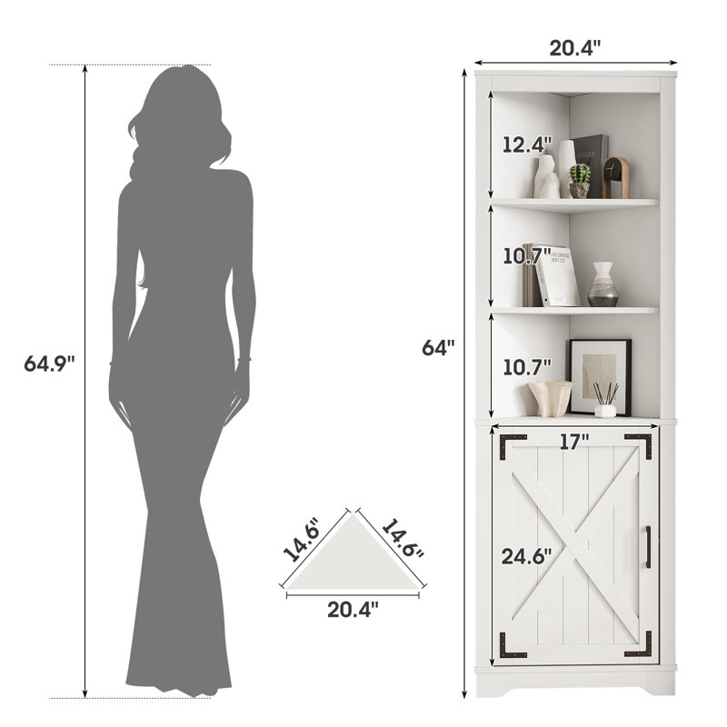 Gracie Oaks 64" Tall Corner Storage Cabinet | Wayfair