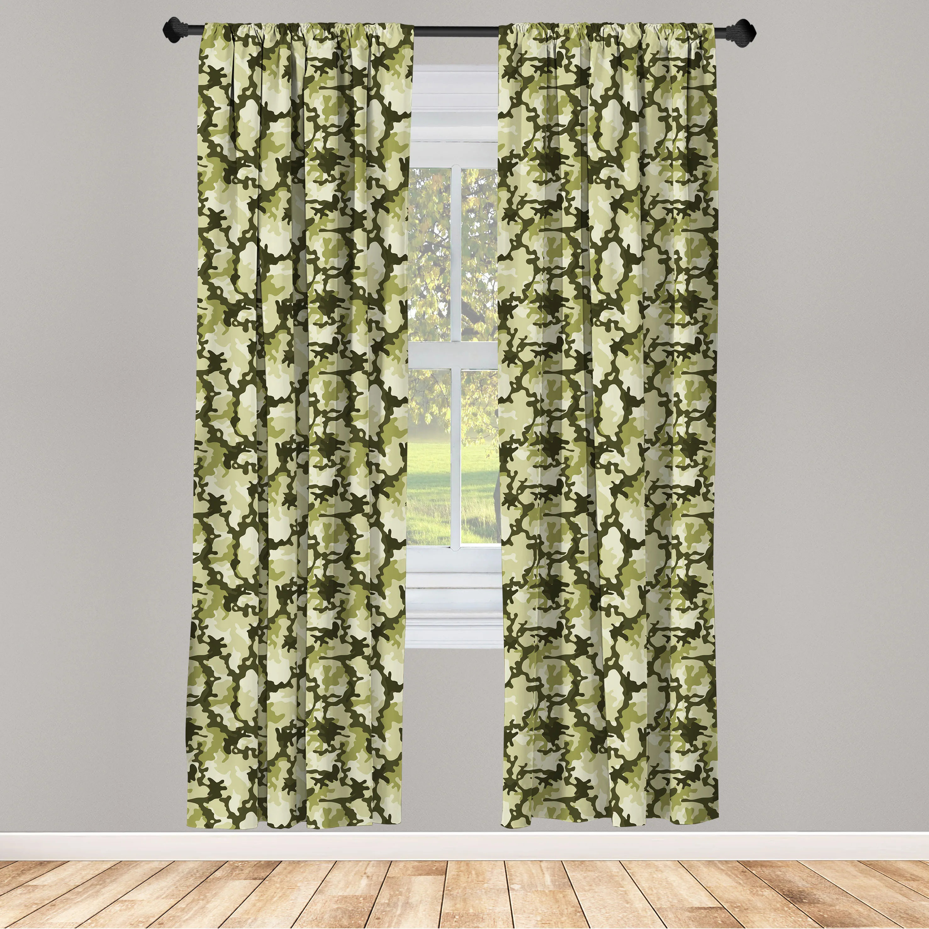 East Urban Home Camo Semi-Sheer Rod Pocket Curtain Panels | Wayfair