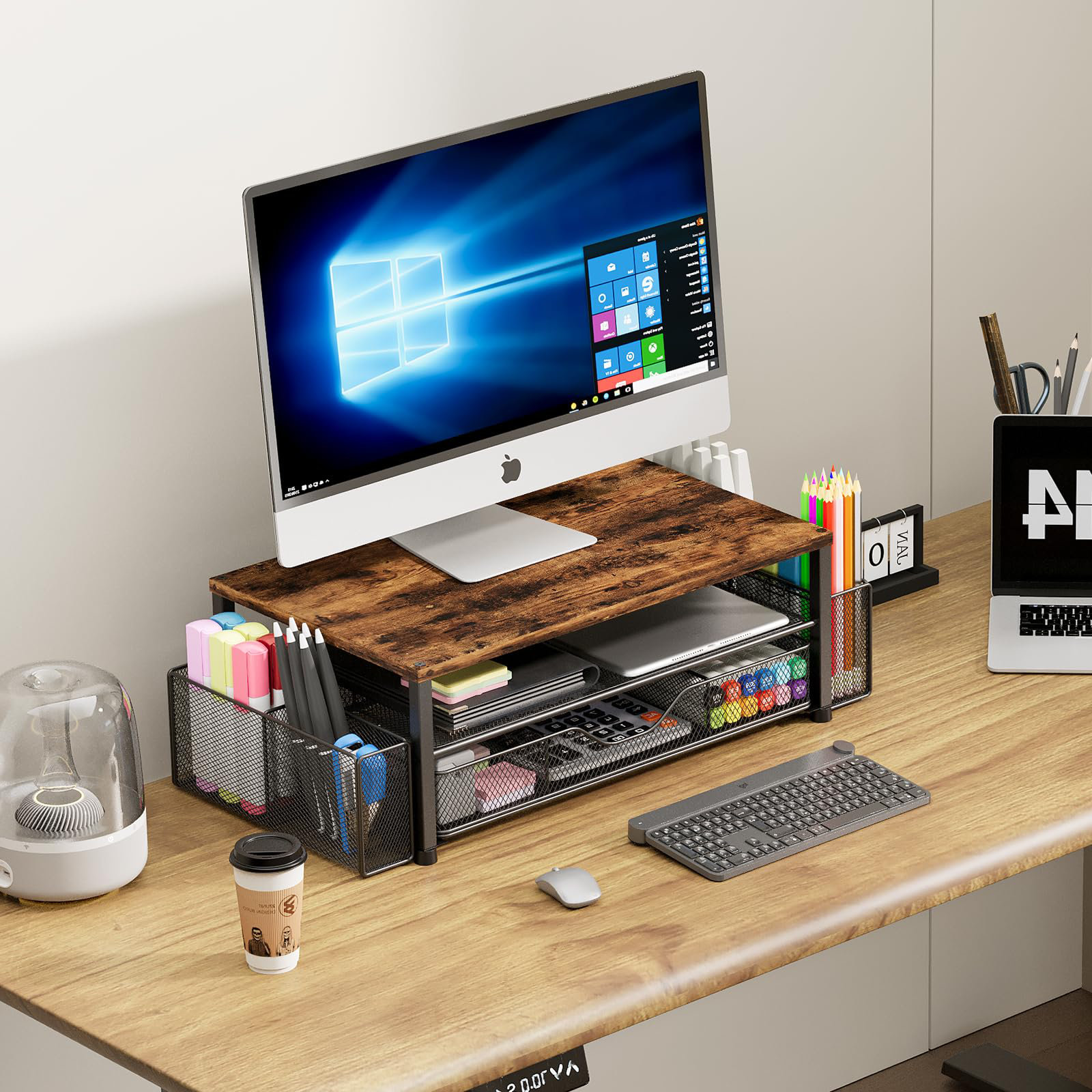 wanmo Desk Organizers And Accessories, 2-Tier Computer Monitor Stand ...
