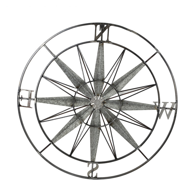 Breakwater Bay Metal Compass Wall Decor Hanging Wall Art Sculptures ...
