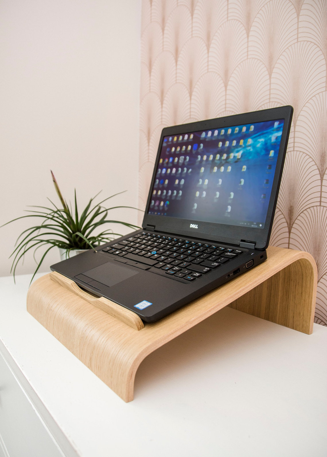 Latitude Run® Wooden Mounted Laptop Stand, Stand Up Computer Desk ...