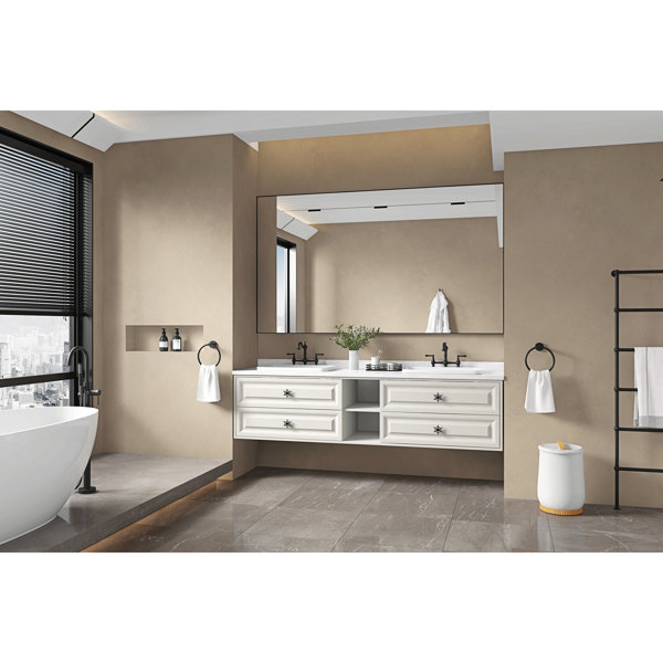 Latitude Run® 72In. W X 48In. H Metal Framed Bathroom Mirror For Wall ...