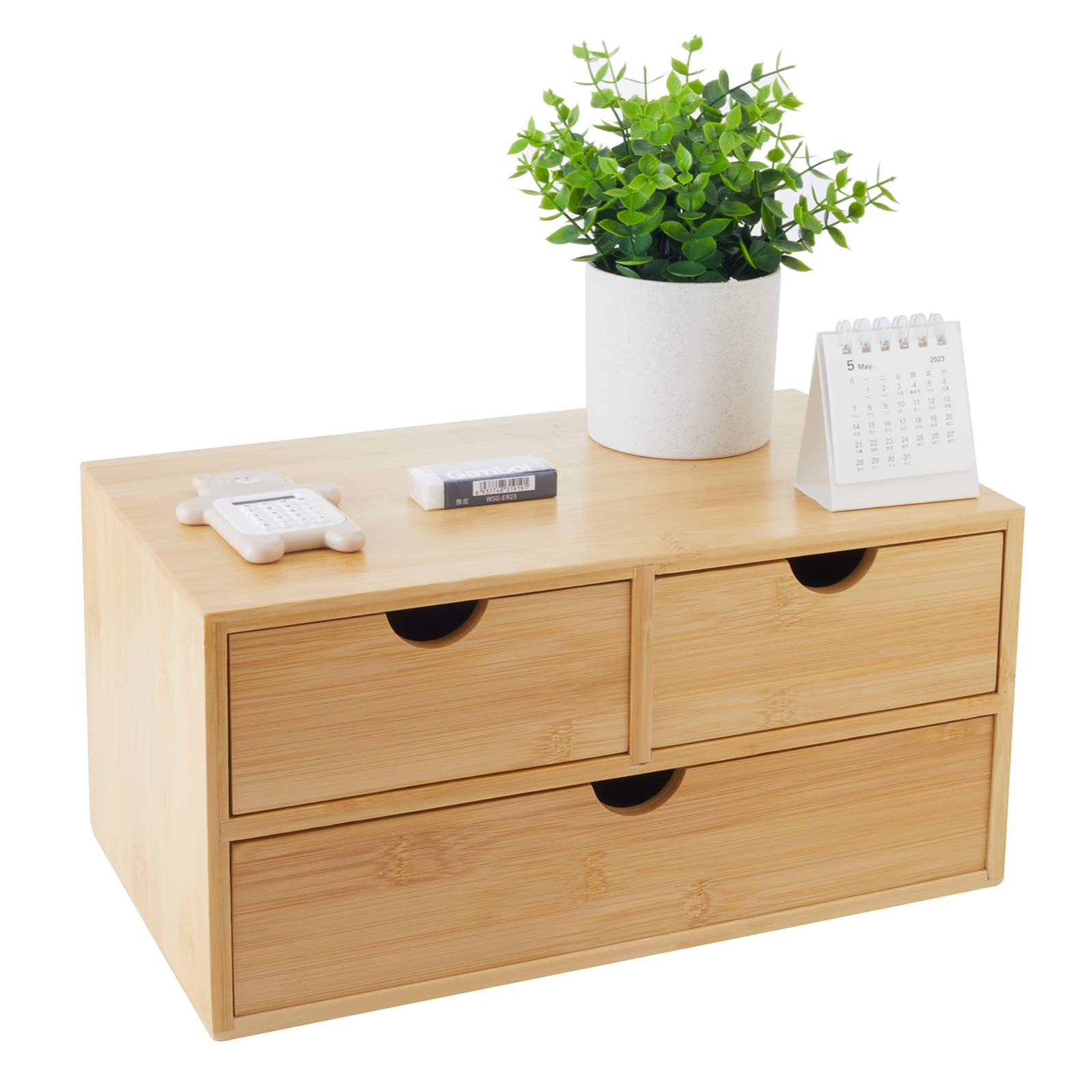 Corrigan Studio® Bamboo Desk Organizer With Drawers Countertop Drawers ...