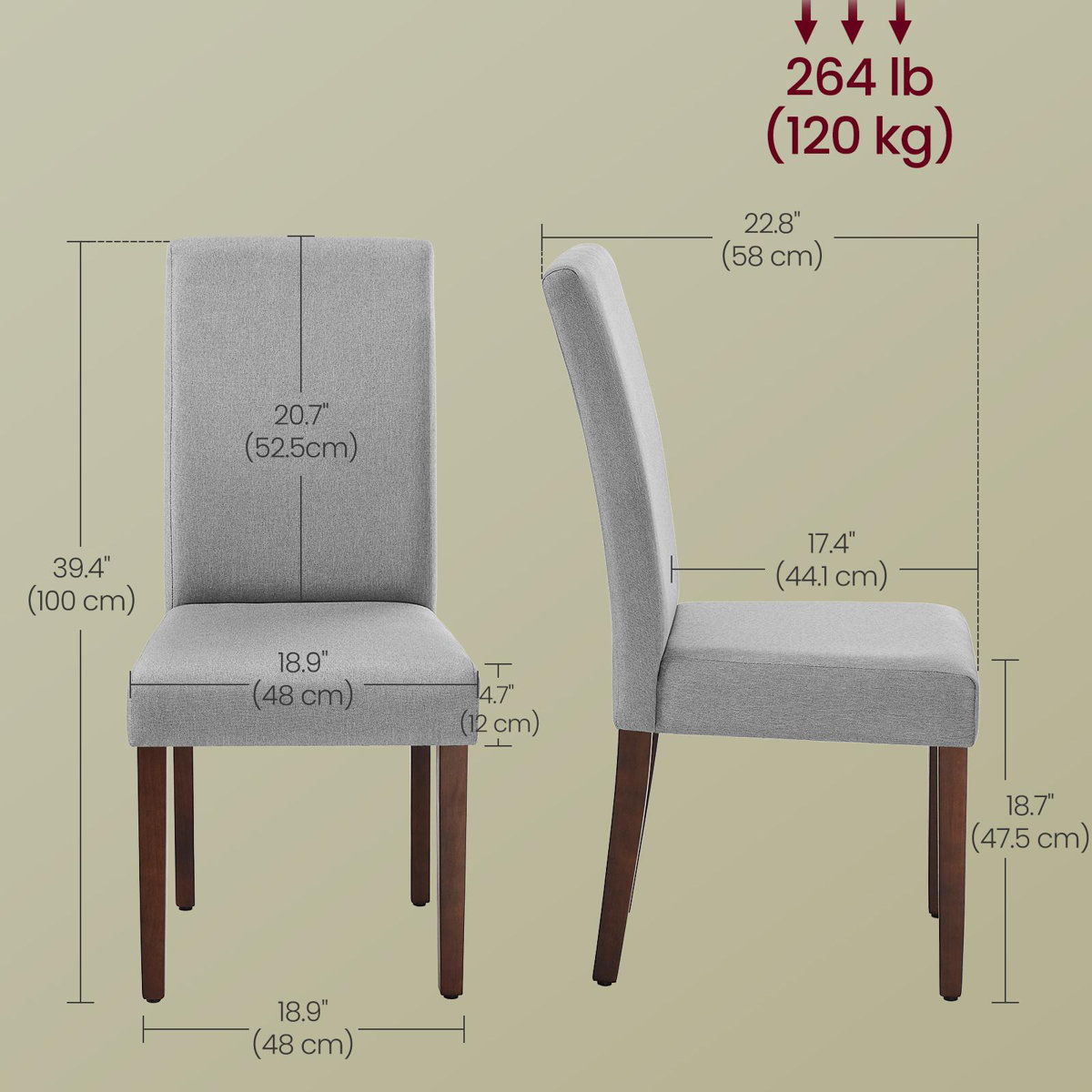 Lark Manor™ Williamsburg Parsons Chair, Thick Seat, Removable Fabric ...