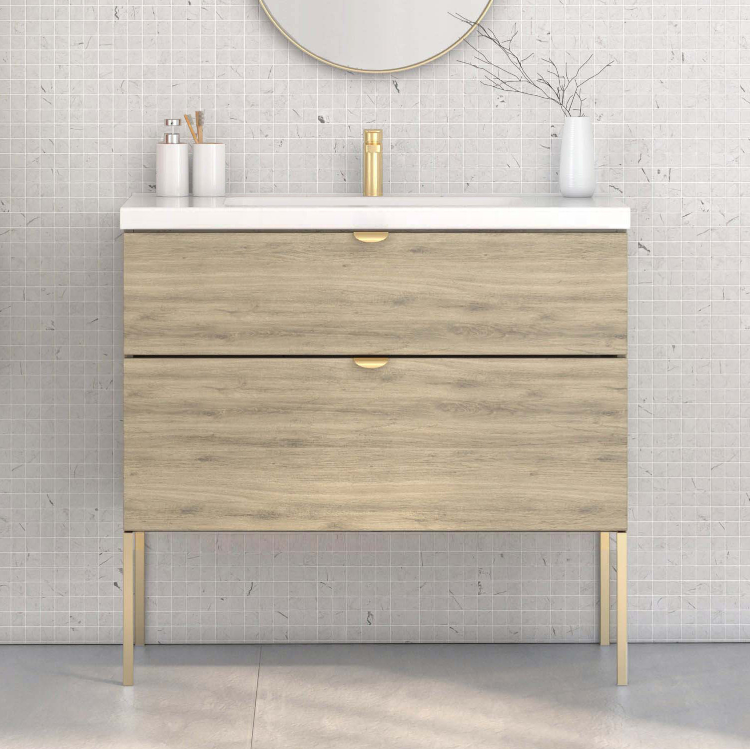 Mercer41 Ensemble de meuble-lavabo simple 40 po Esmont: armoire et lavabo, l 40 po x H 35 po x P ...