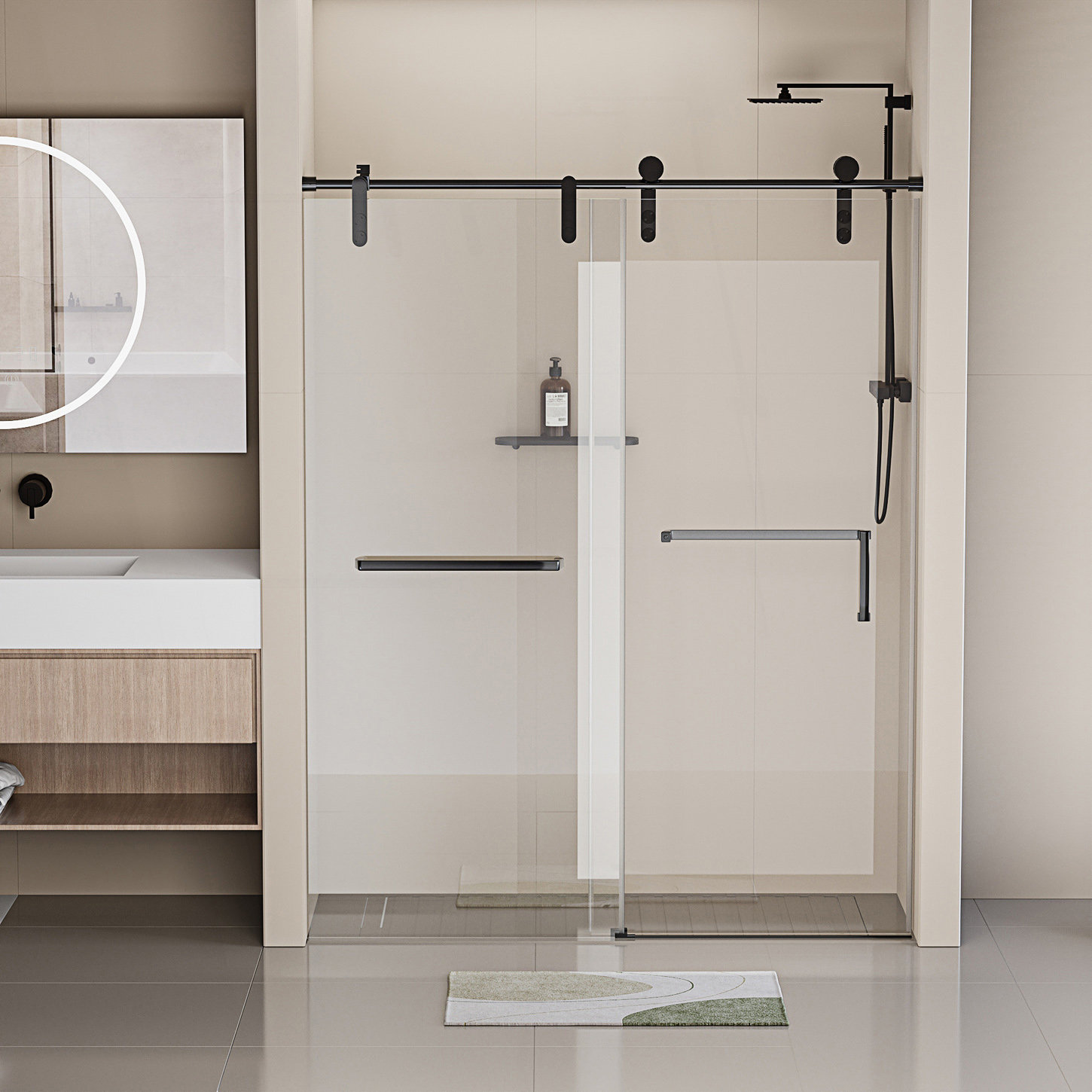 ACCOLADE FURNITURE LLC Frameless Shower Door, Single Sliding Shower ...
