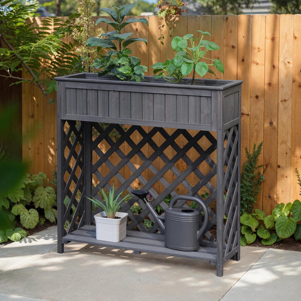 Millwood Pines Jackson Planters & Potts Raised Patio Planter with Shelf ...