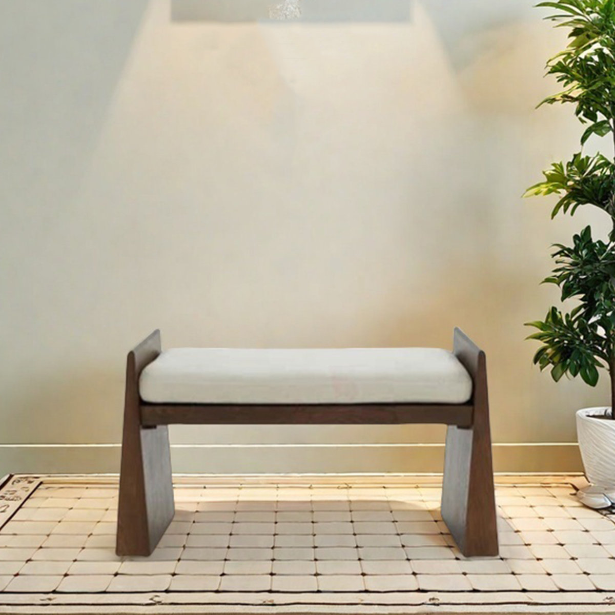 Hokku Designs Solid wood bench resting stool sponge seat bag | Wayfair