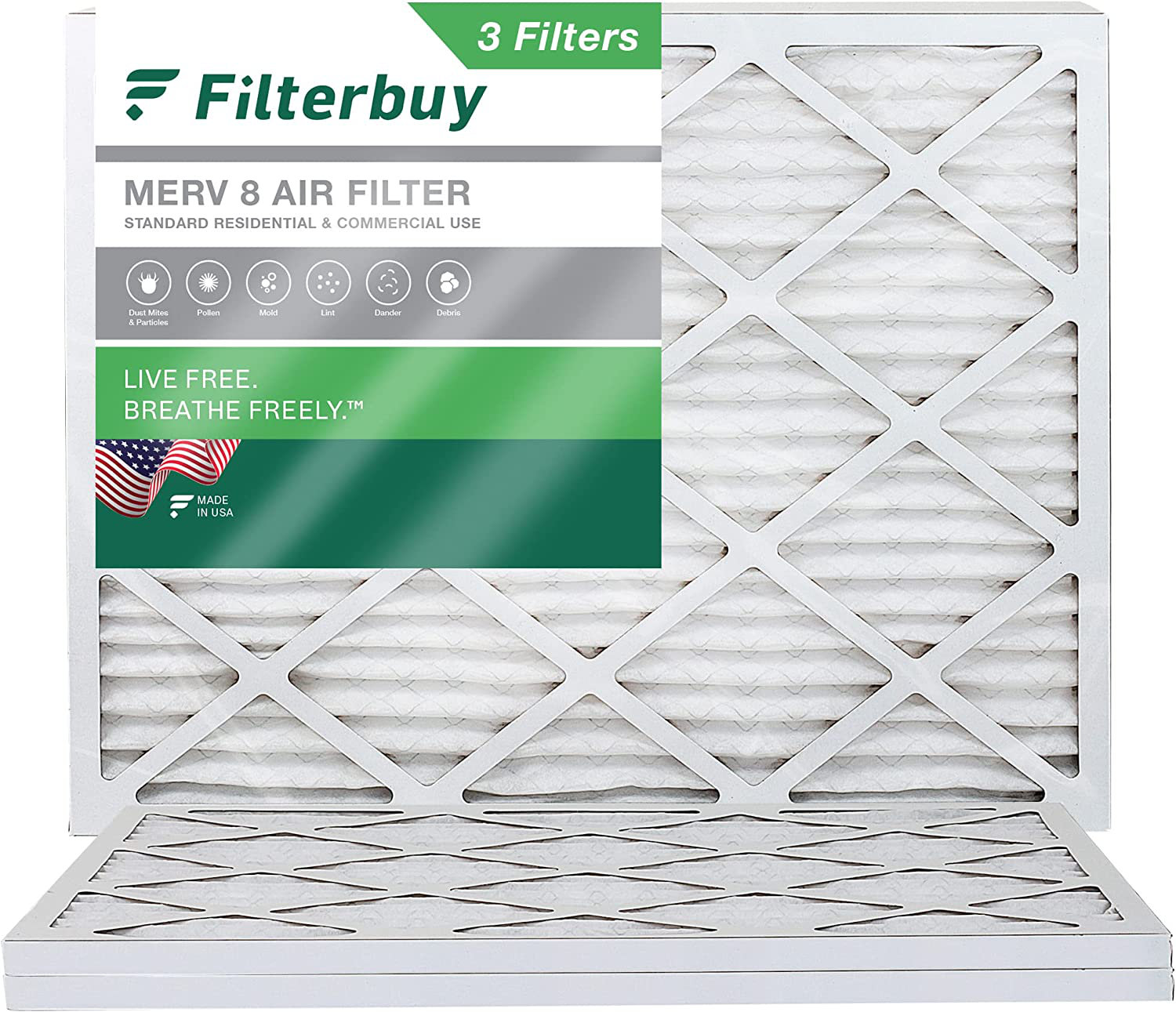 Filterbuy 15 X 20 X 1 Air Filter MERV 8 Pleated HVAC AC Furnace