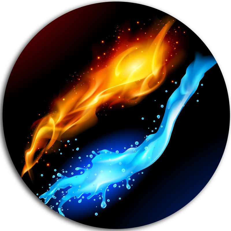DesignArt 'Fire and Water' Graphic Art Print on Metal | Wayfair