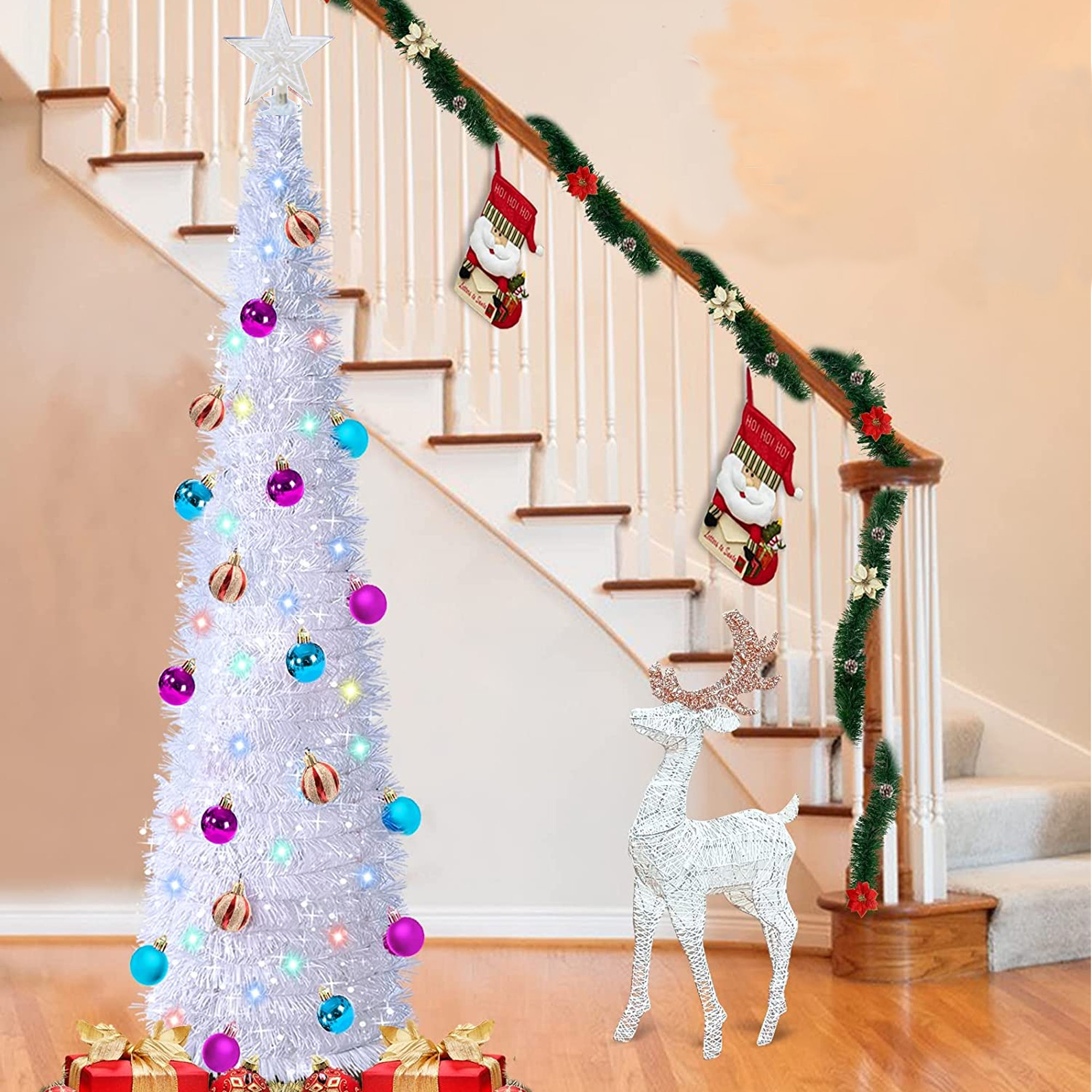 The Holiday Aisle® Pop Up Christmas Tree With Lights And Colourful ...