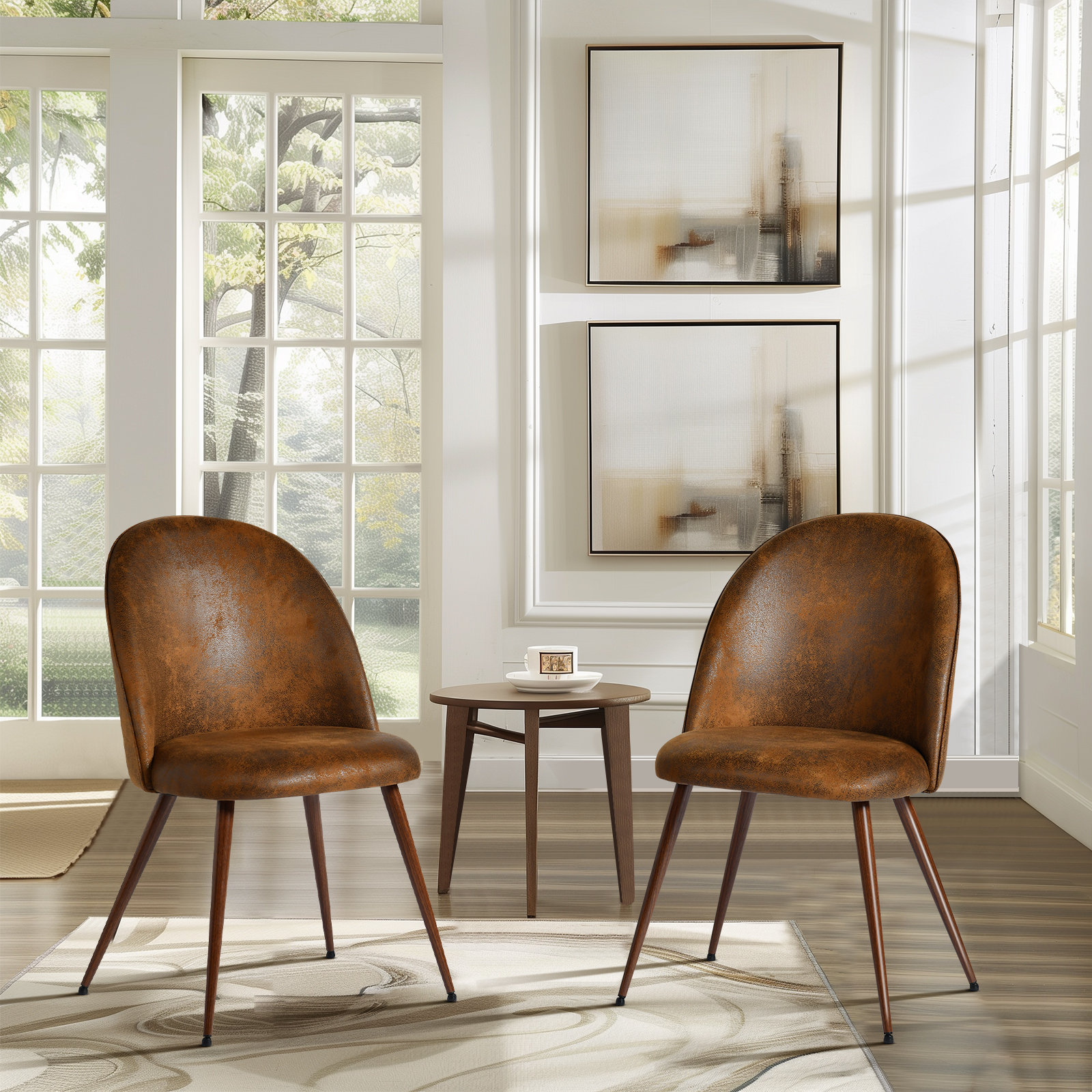 George Oliver Upholstered Accent Chairs with Curved Backrest and Sturdy ...