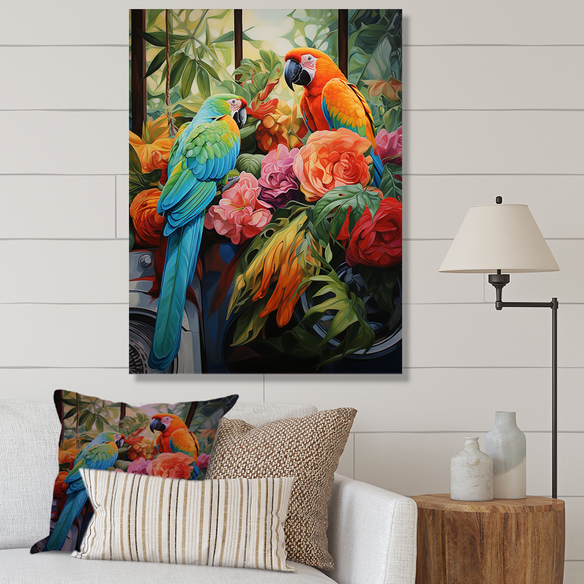 Bay Isle Home™ Blue Parrot Jungle Paradise - Parrot Wall Art | Wayfair