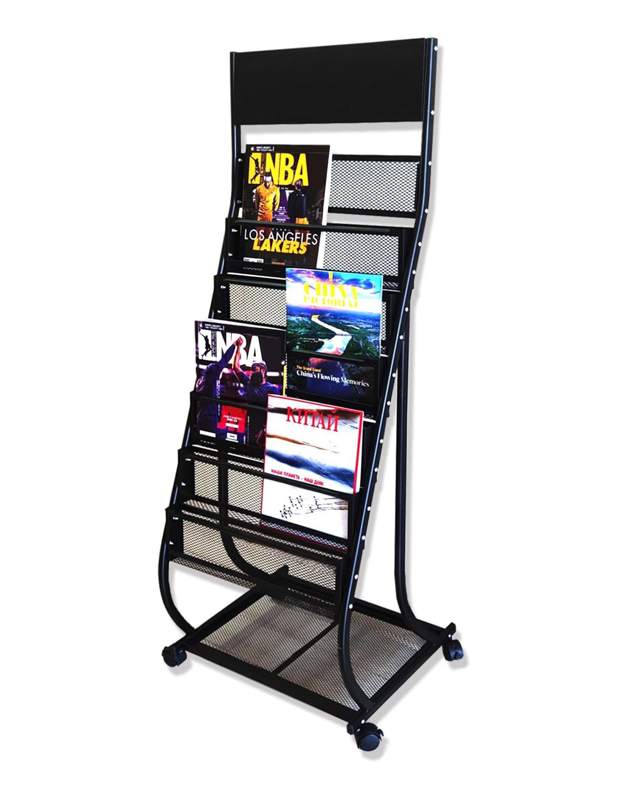 17 Stories Floor-Standing Magazine Rack Magazine Holders 6 Tiers ...