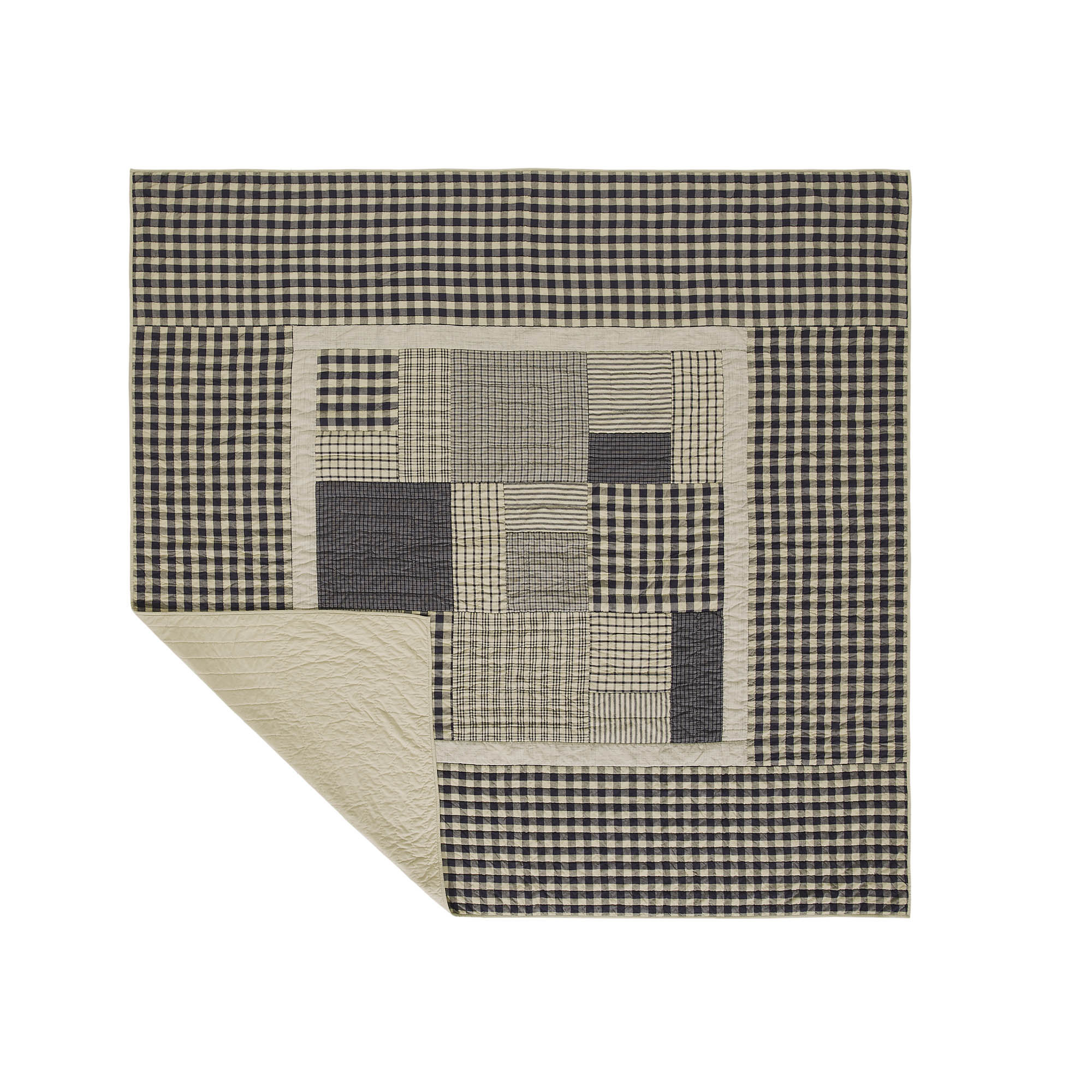 VHC Brands Blue/Tan Standard Cotton Reversible Quilt | Wayfair