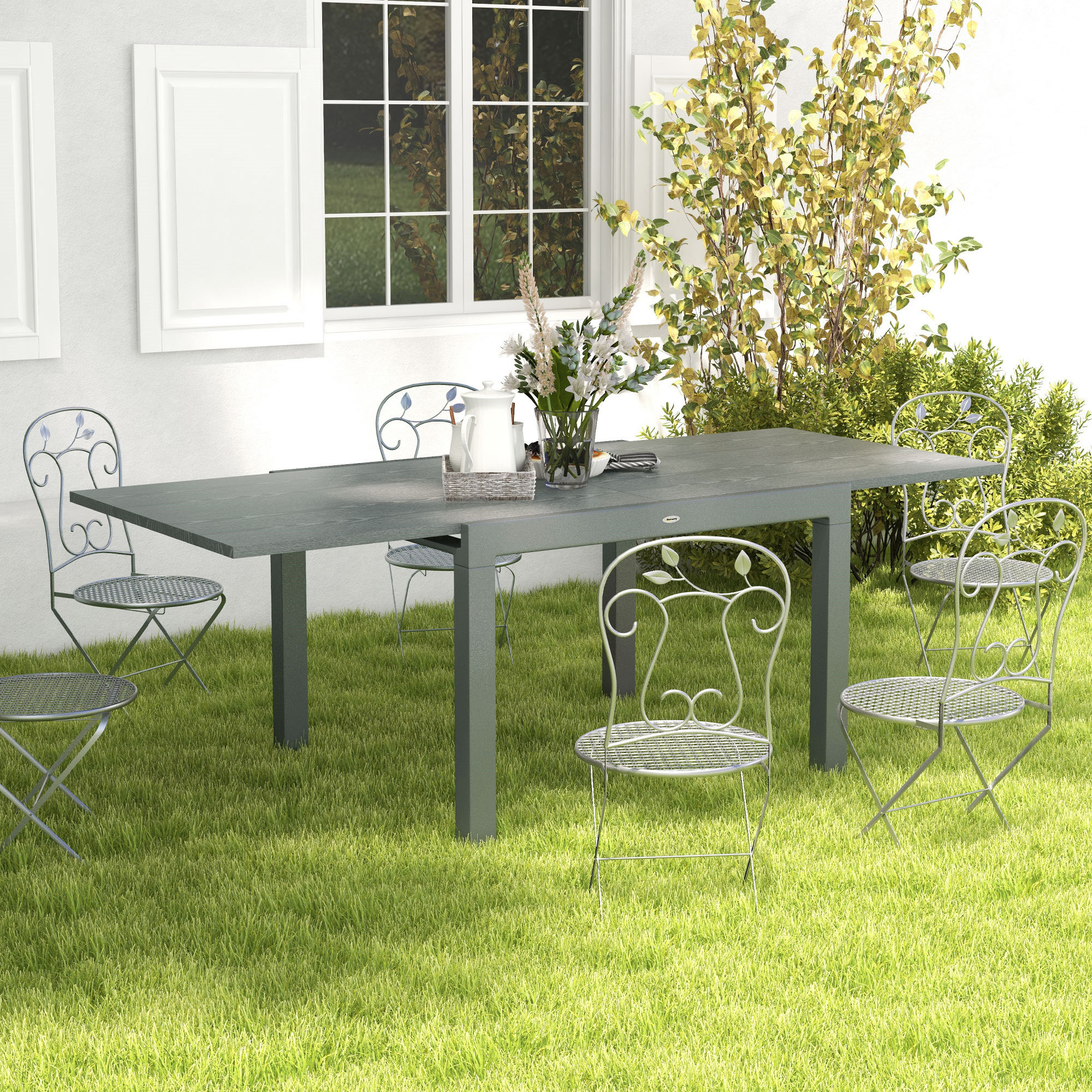 Hokku Designs Extendable Outdoor Dining Table, 41"- 83" Frame Patio ...