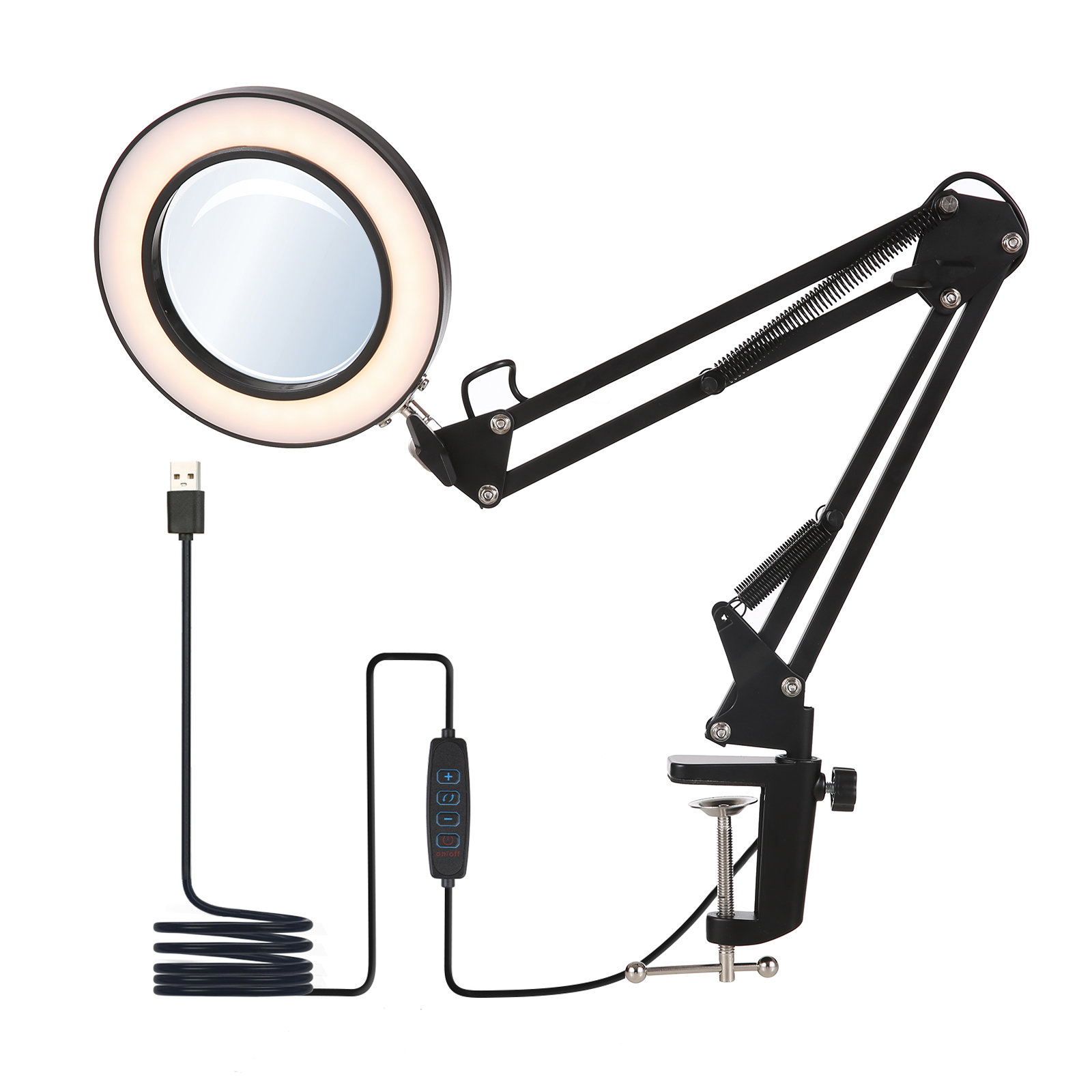 Rebrilliant 8X Flexible Clamp-On Table Lamp With 8X Magnifier,Black ...
