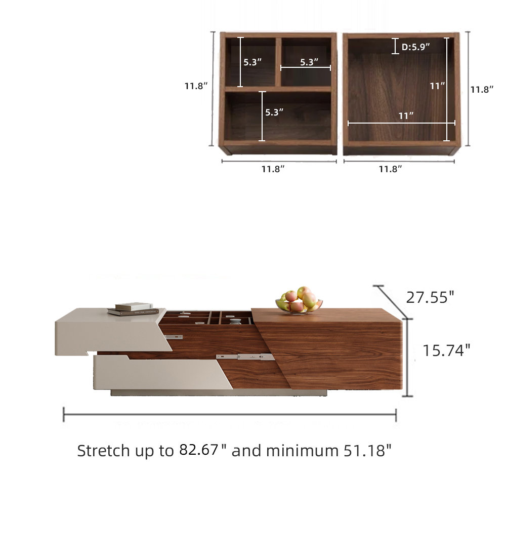 Hokku Designs Sankey No-Assembly Required, 51.18‘’-82.67‘’ Extendable ...
