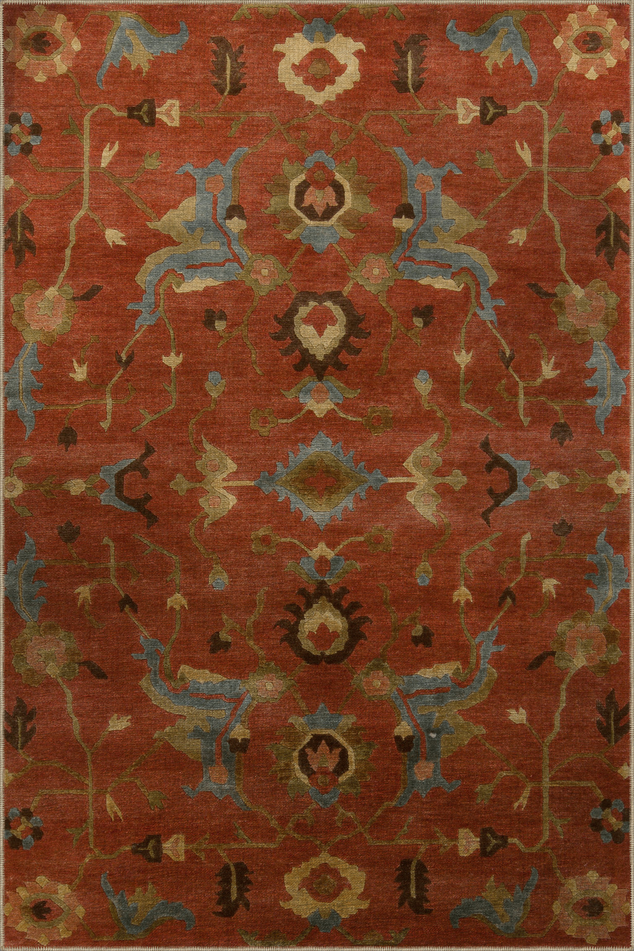 Bungalow Rose Orange Themed Multi-Colored Mixed Floral Patterned ...