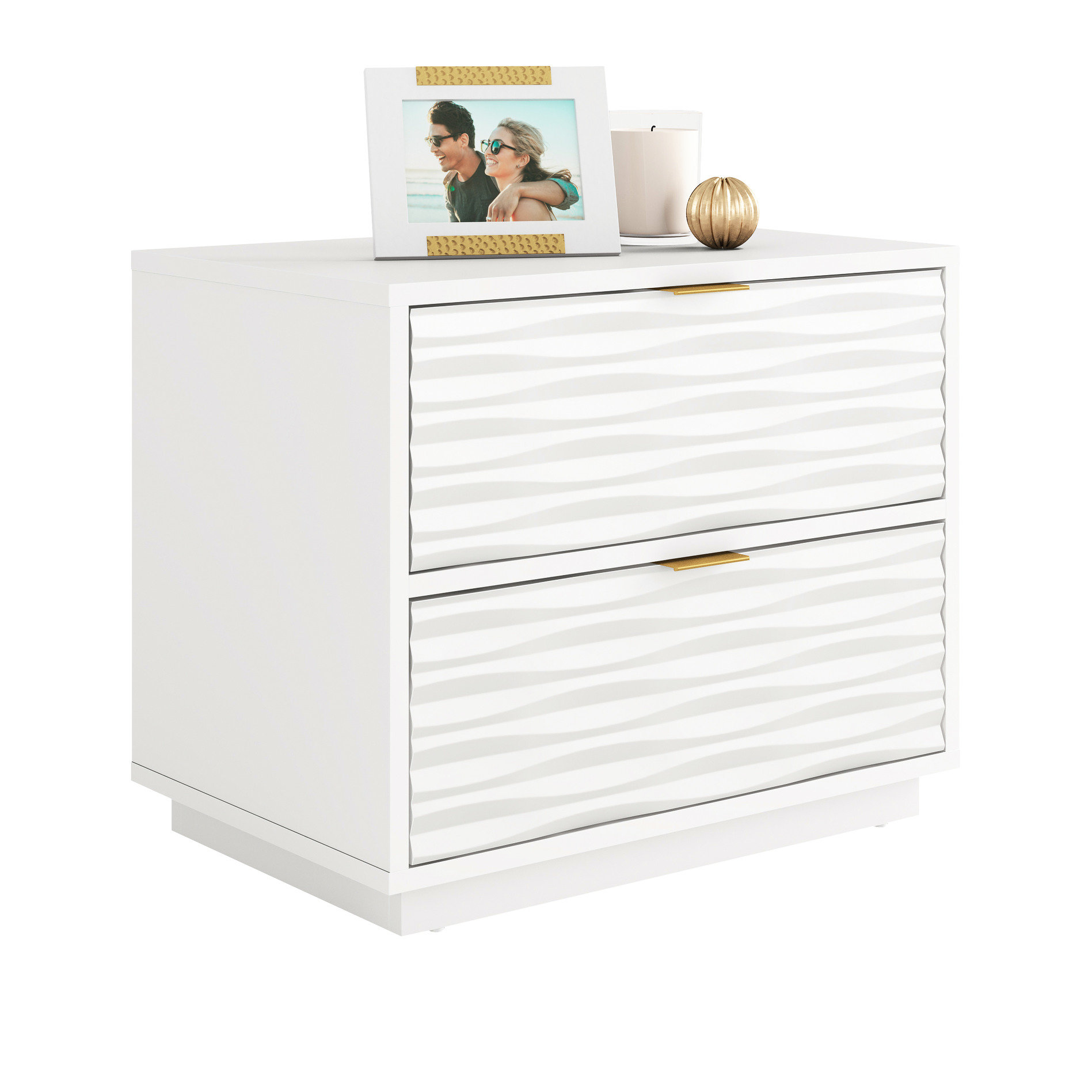 Highland Dunes Practical White Side Table With Smooth - Gliding Drawers ...