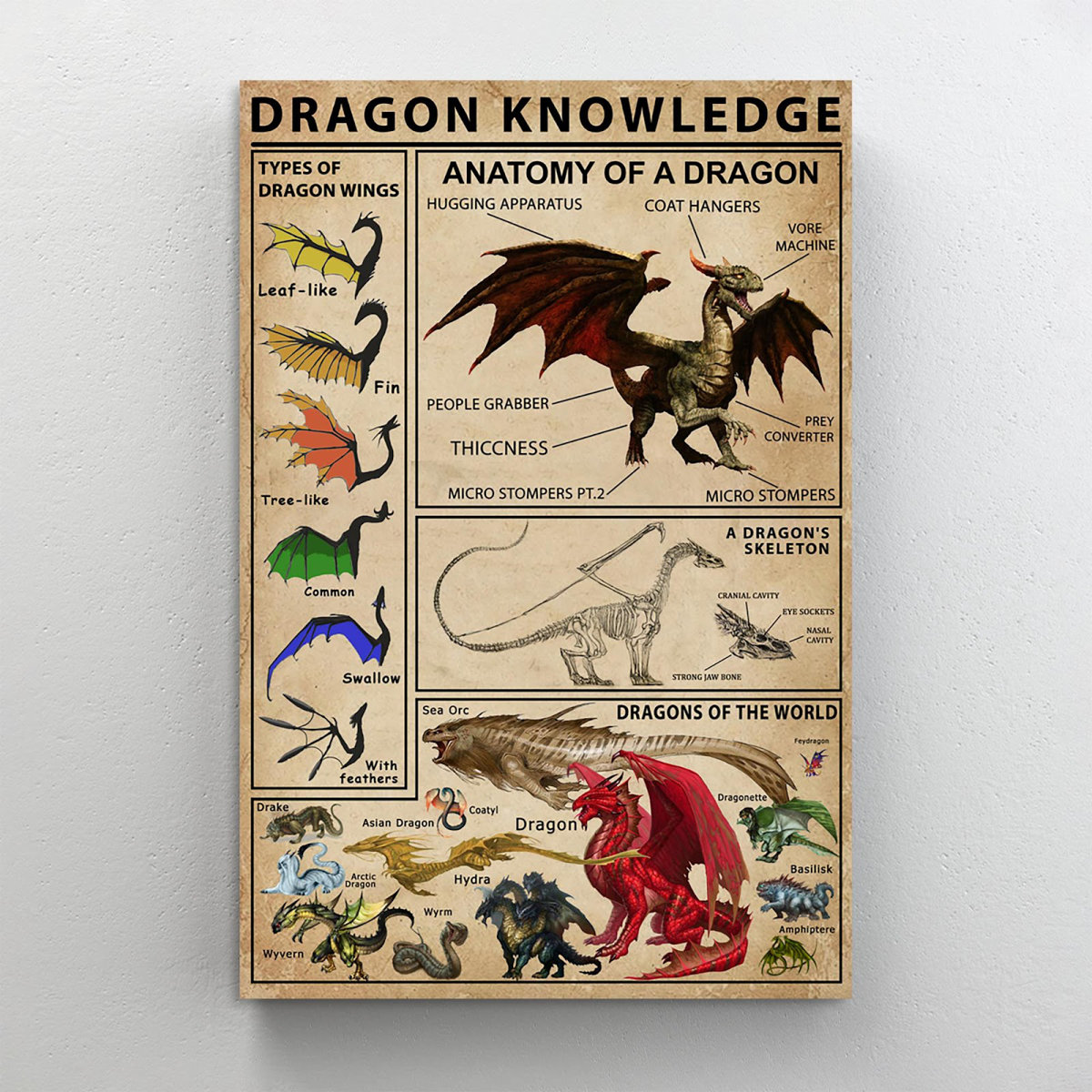 Trinx Dragon Knowledge - 1 Piece Rectangle Graphic Art Print On Wrapped ...