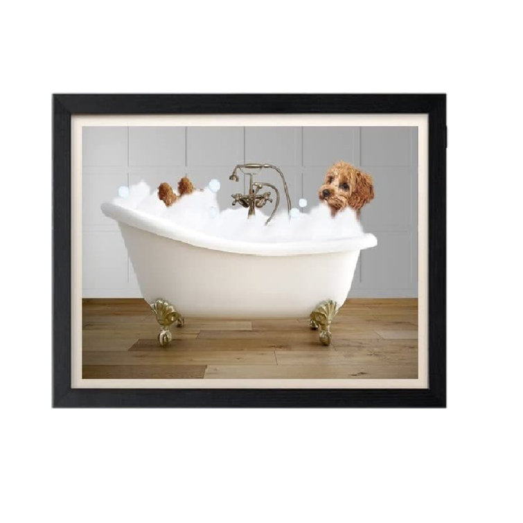 Happy Larry Cockerpoo In Bath Print - Cockapoo - Funny Dog Bathroom ...