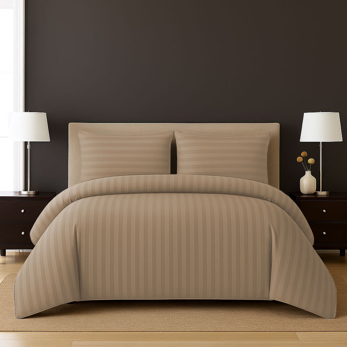 Haffa Microfiber Stripe Duvet Cover Set – Soft Luxury Striped Bedding ...