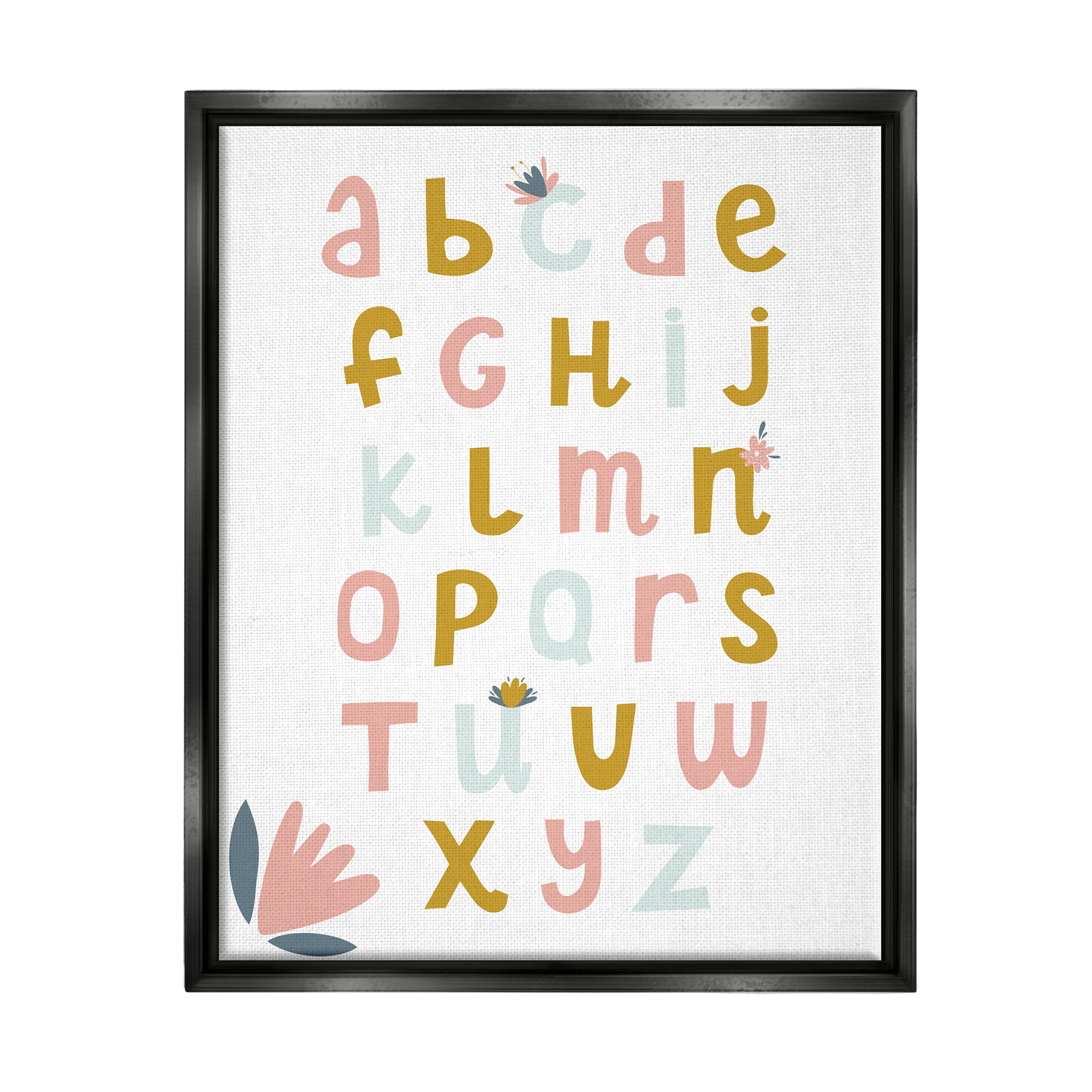 Stupell Industries Ba-879-Floater Muted Tones Floral Alphabet Framed On ...