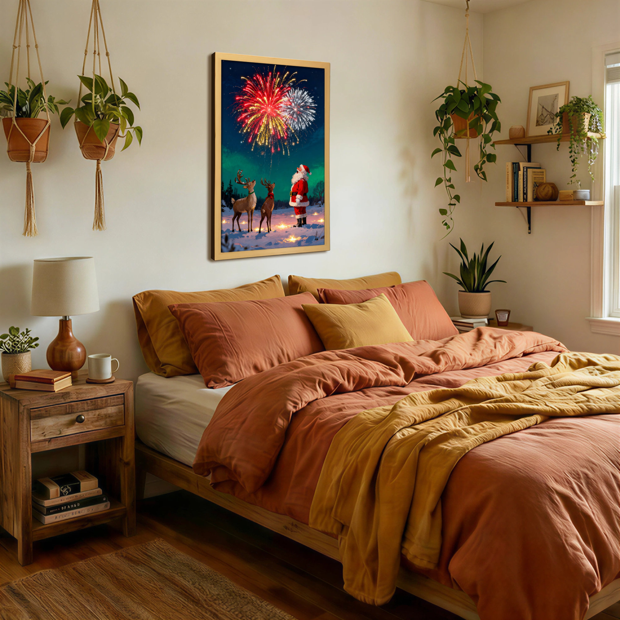 Astoria Grand Christmas Santa Claus With Reindeer Fireworks Night | Wayfair
