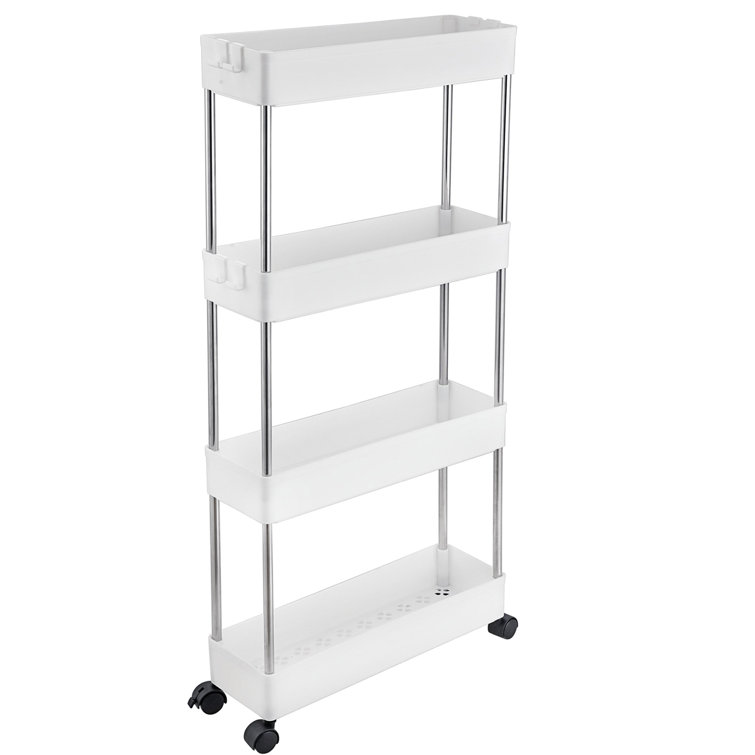 ARC 4-Tier Slim Storage Cart Mobile Shelving Unit Rolling Cart with ...