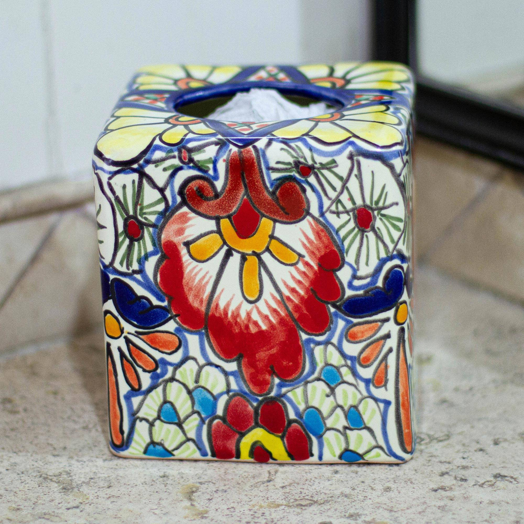 Red Barrel Studio® Flowers And Ceramic Tissue Box Cover | Wayfair