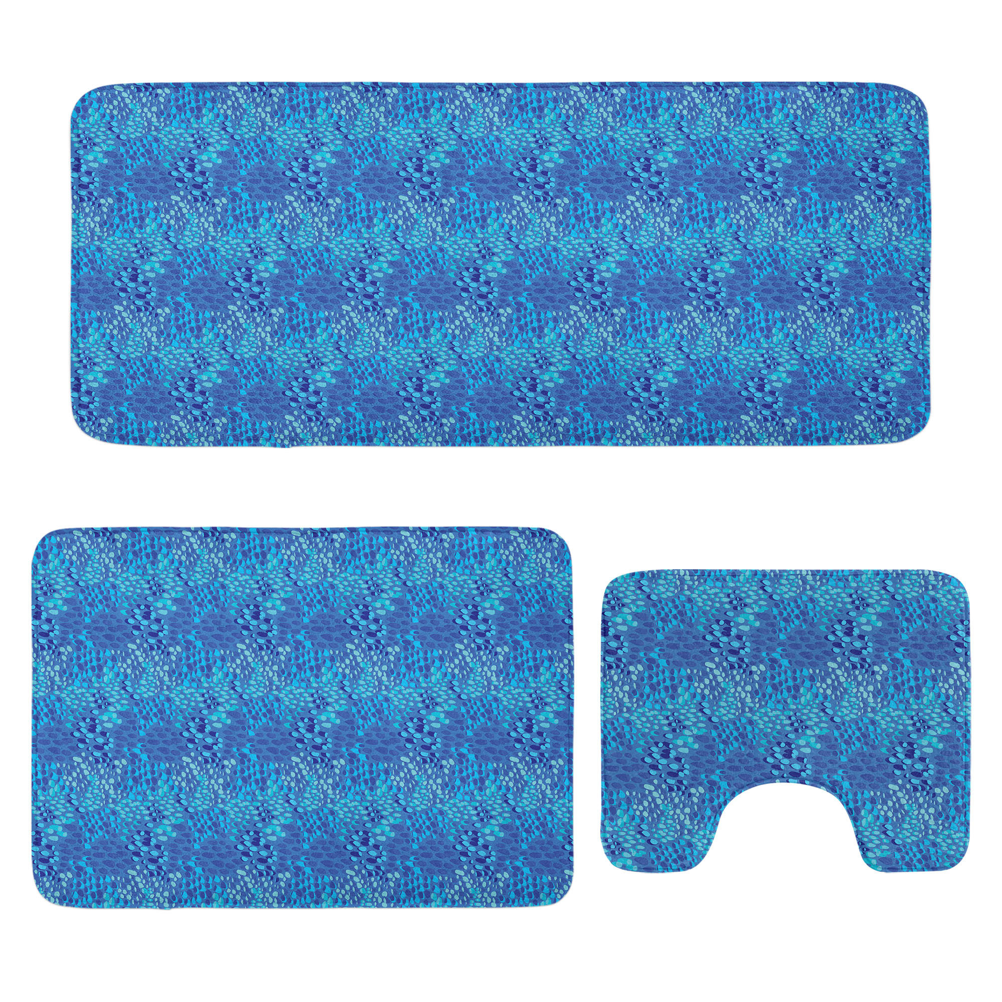 Ophelia & Co. Aqua Bathroom Rug Set 3 Pieces U-Shape & Rectangle Mats ...