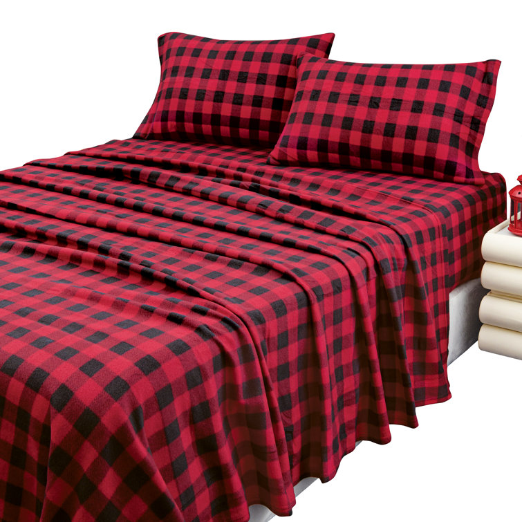 Gracie Oaks Aribeth Flannel Plaid Sheet Set | Wayfair