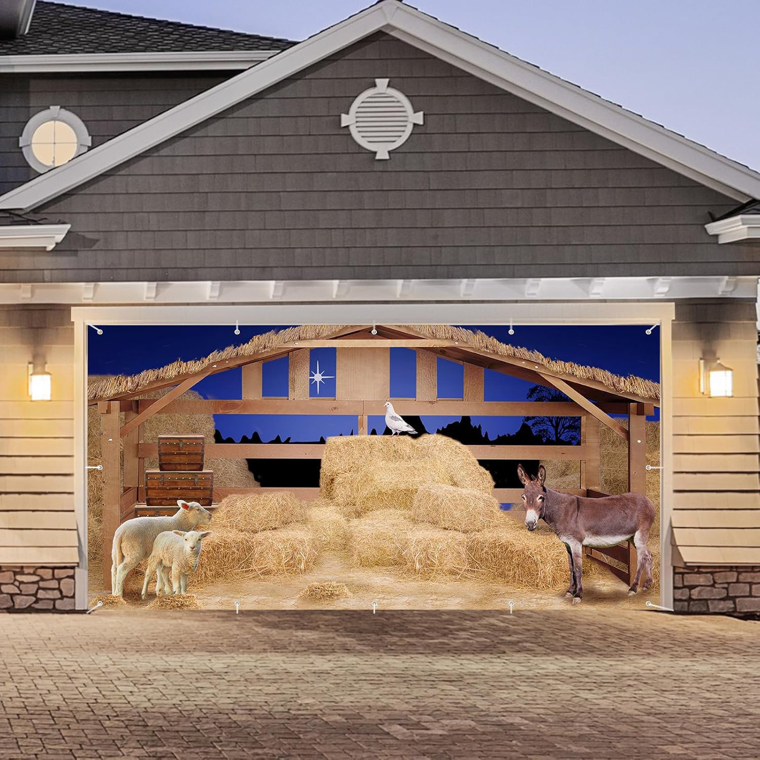 The Holiday Aisle® Christmas Nativity Garage Door Banner Cover Nativity ...