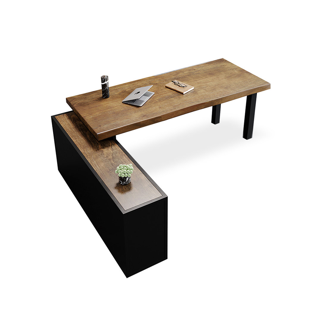 StyleCrafted Furniture Tan+Black Rectangular Solid Wood+Iron desks ...