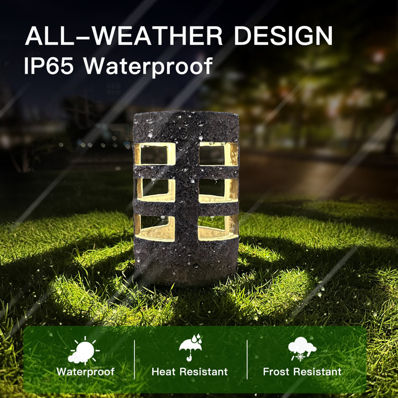 KANSTAR Solar Yard Lights,2 Pack Round pillar Outdoor Solar Lights ...