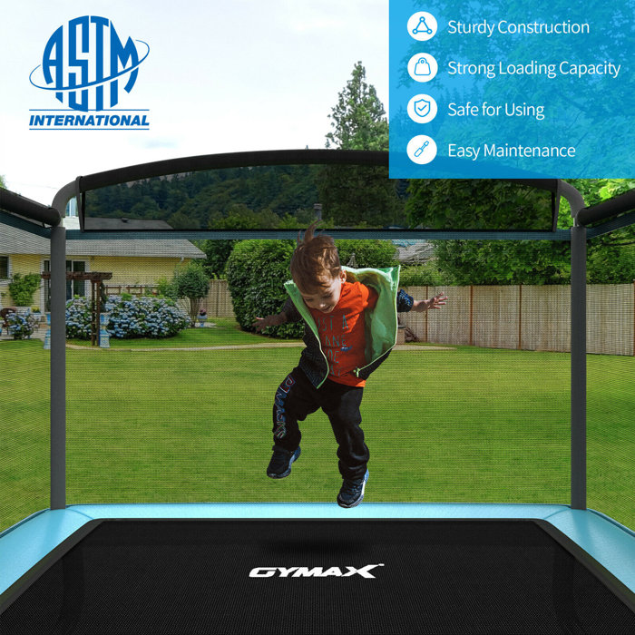 Gymax 6.25' Rectangle Backyard Trampoline with Safety Enclosure ...