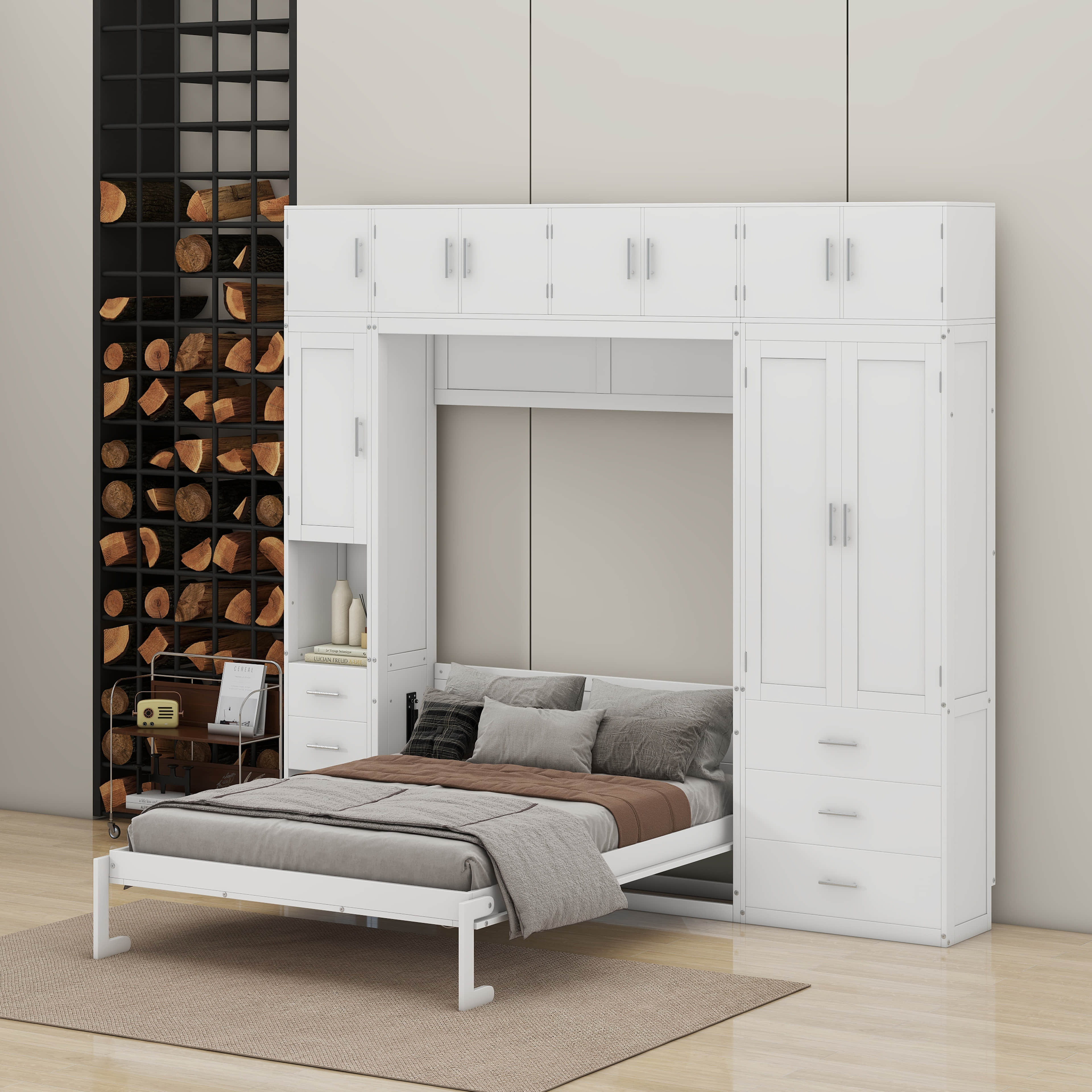 Red Barrel Studio Murphy Bed with Lockers and Wardrobes, With ...