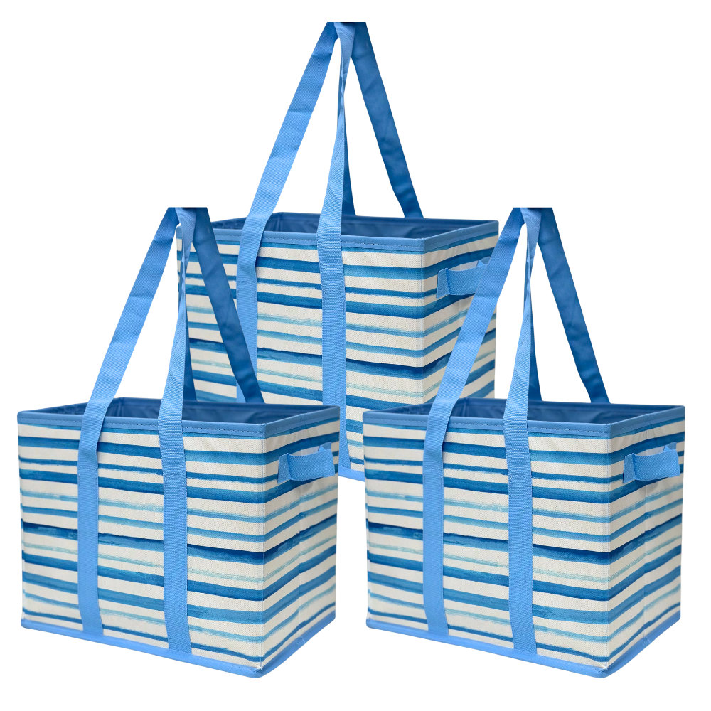 Rebrilliant Collapsible Totes, All-Purpose, 13"L X 9.5"W X 11"H, Waves ...