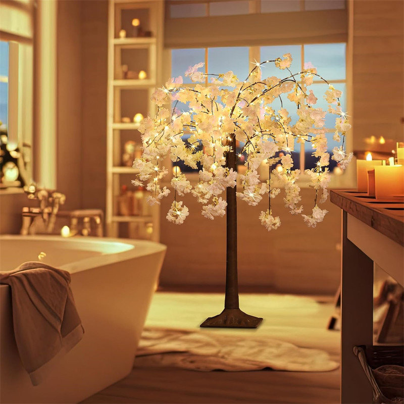 The Holiday Aisle® Lighted Cherry Blossom Tree LED Artificial Trees ...