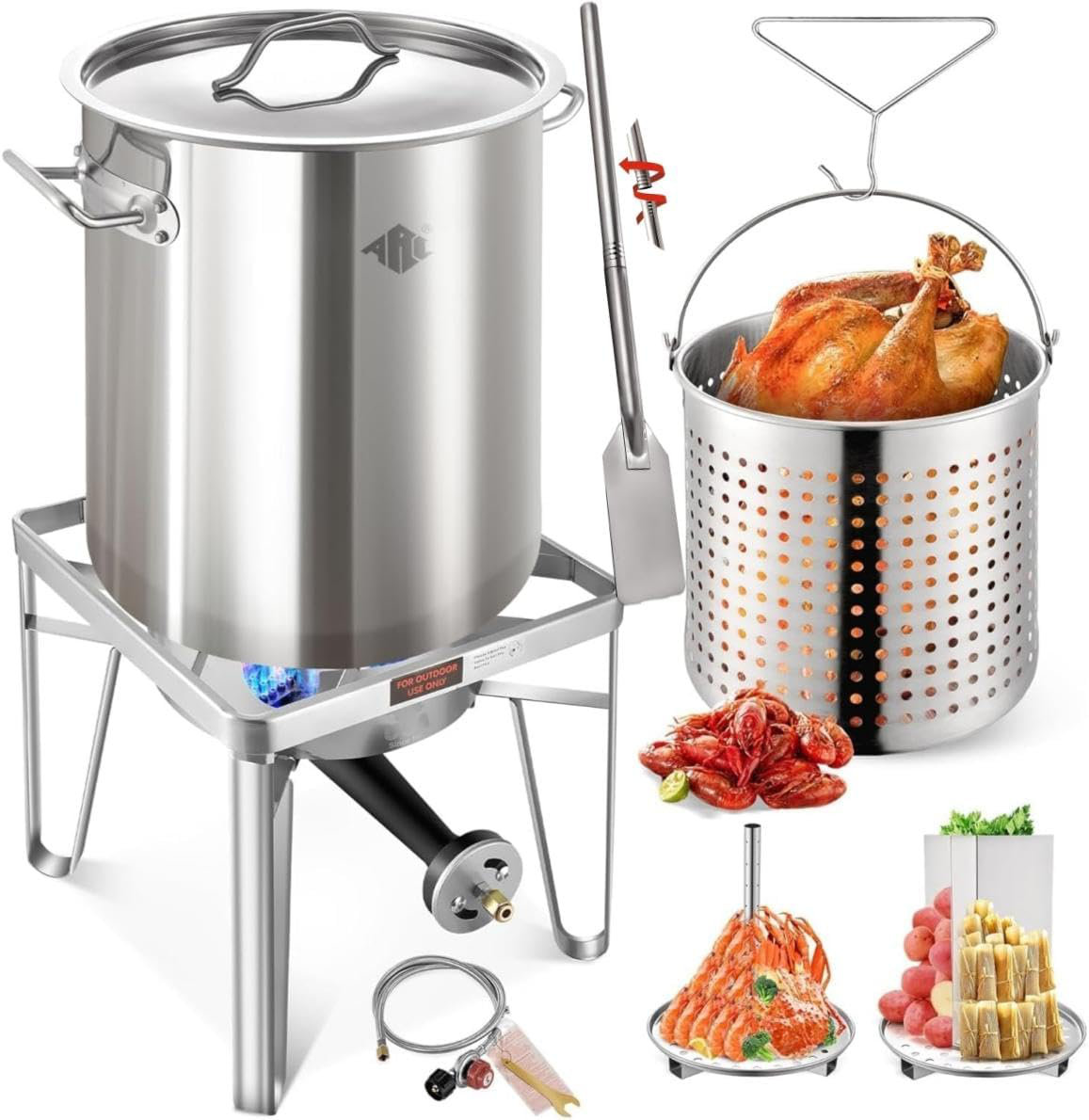ARC 64qt Stainless Steel Pot With 200,000 Btu Propane Burner And 36 ...