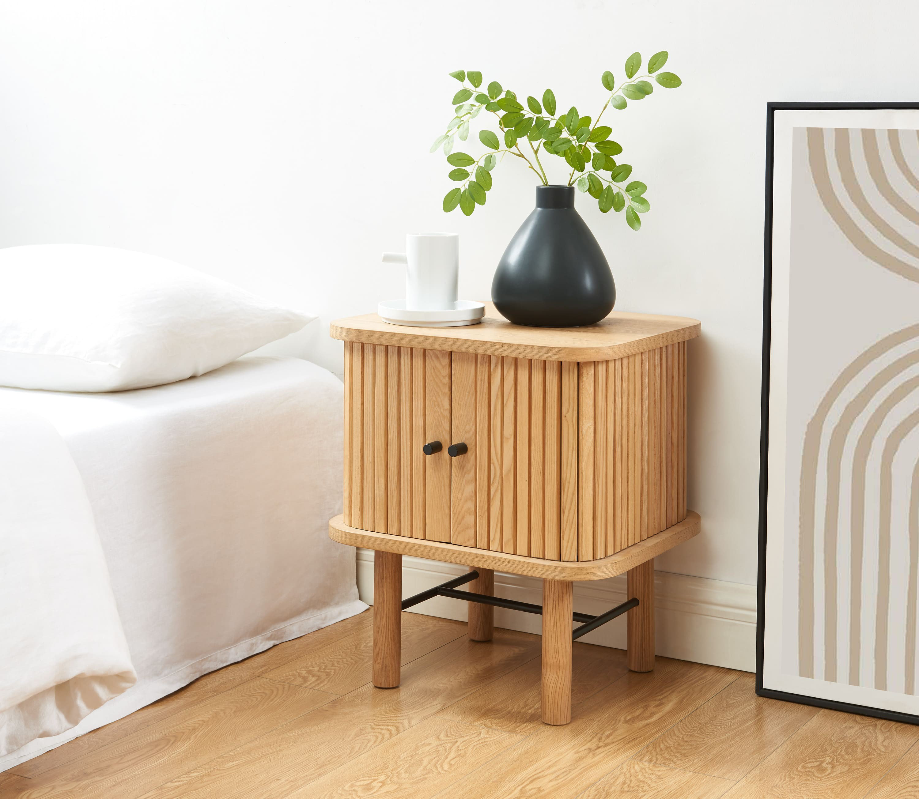 Lark Manor™ Derrance ash bedside table with tambour doors | Wayfair