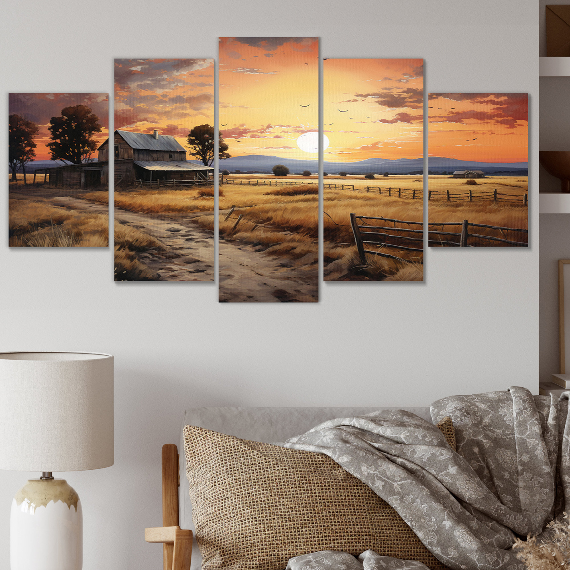 Gracie Oaks Barn Scenery At Dusk IV - Farmhouse Metal Art Print Set ...