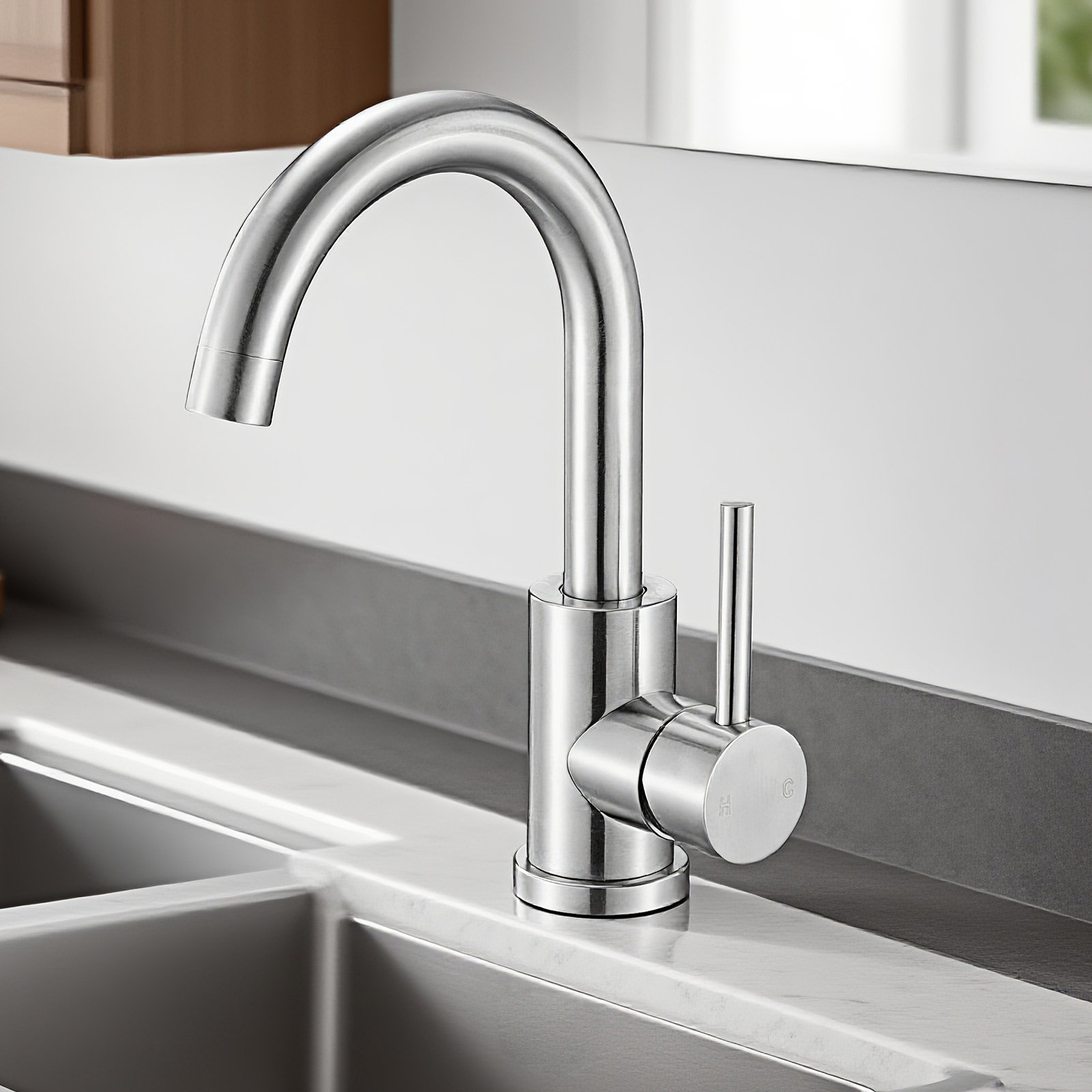 VEVOR Single Handle Sink Faucet Kitchen Faucet Brushed Nickel Single ...